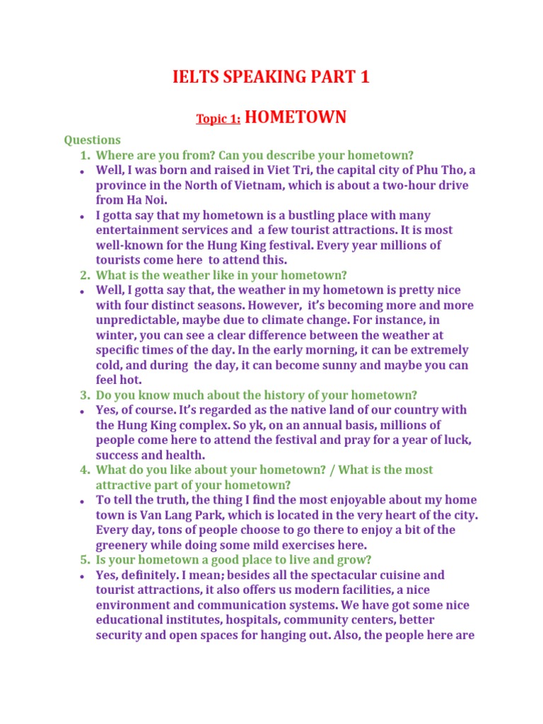 Ielts Speaking Part 1 | PDF | Singing