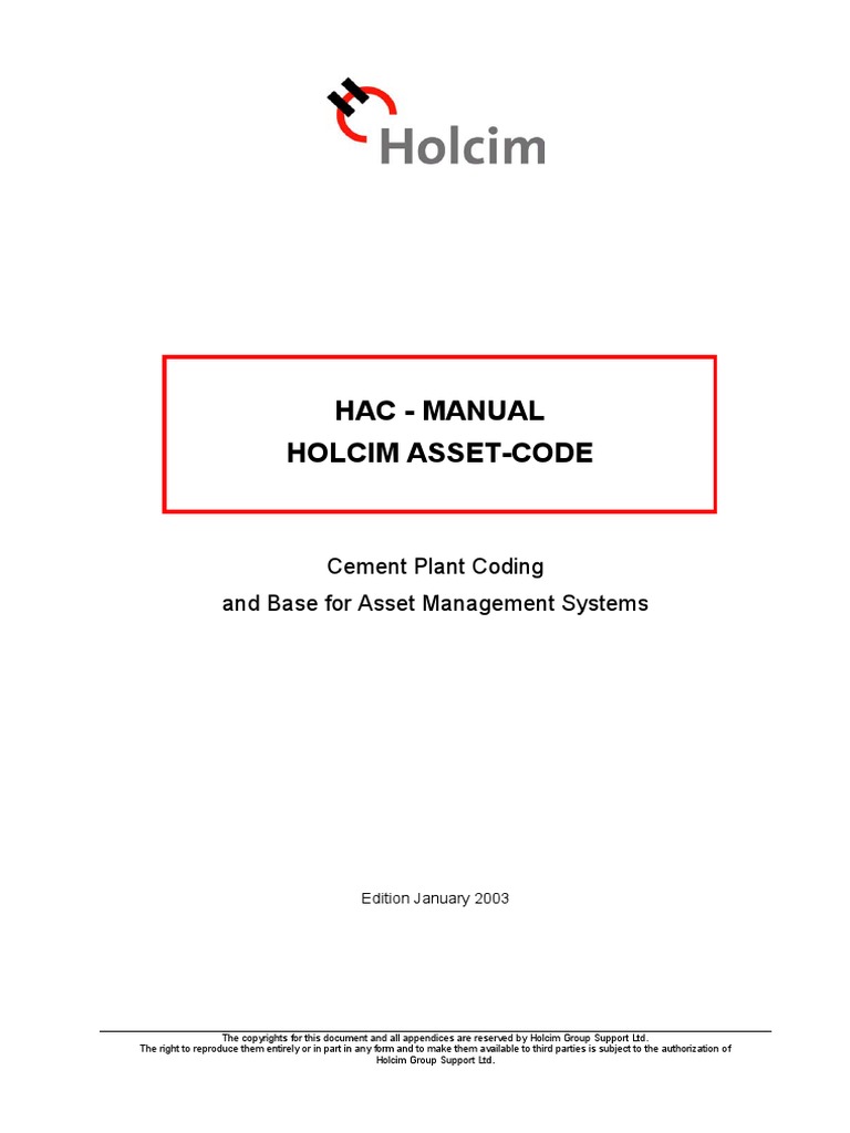 Hac - Manual Holcim Asset-Code: Cement Plant Coding and Base For Asset ...