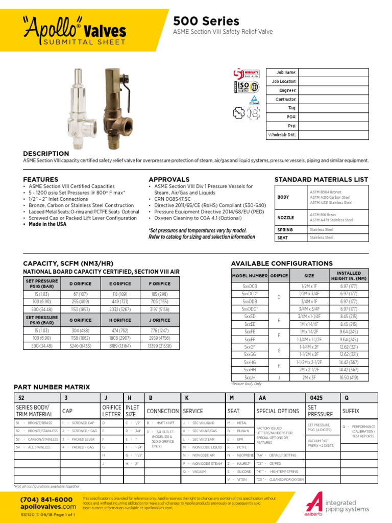PSV Apollo | PDF | Valve | Pressure