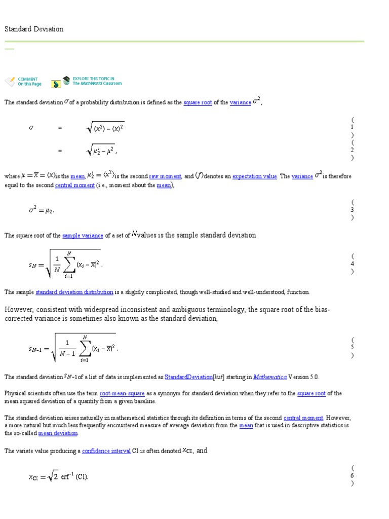 Standard Deviation | PDF | Standard Deviation | Variance
