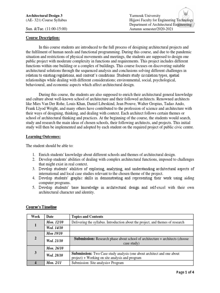 Design 3 Syllabus 2020-2021 | PDF | Architect | Cognition