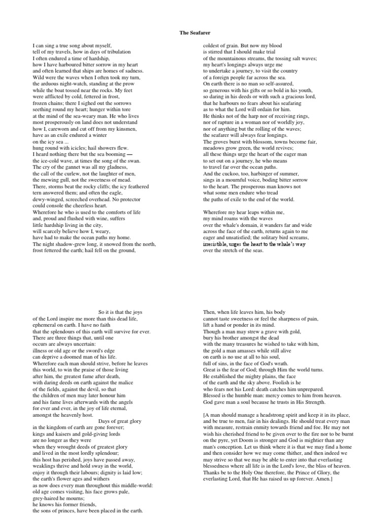 The Seafarer - 2019 | PDF | Religious Belief And Doctrine