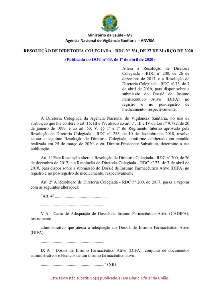 RDC 361 2020 | PDF | Farmacêutico | Qualidade (negócios)