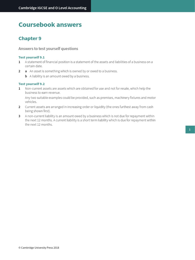 Coursebook Chapter 9 Answers | PDF