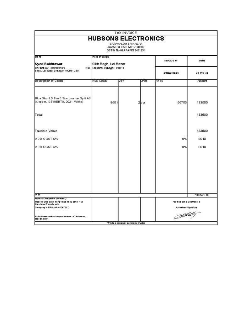 GST Tax Invoice Format For Goods | PDF | Economies | Payments
