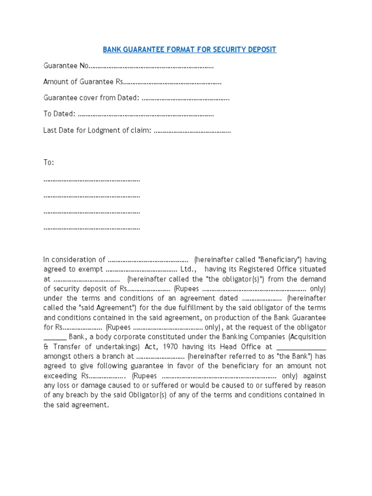 Bank Guarantee Format | PDF | Guarantee | Justice