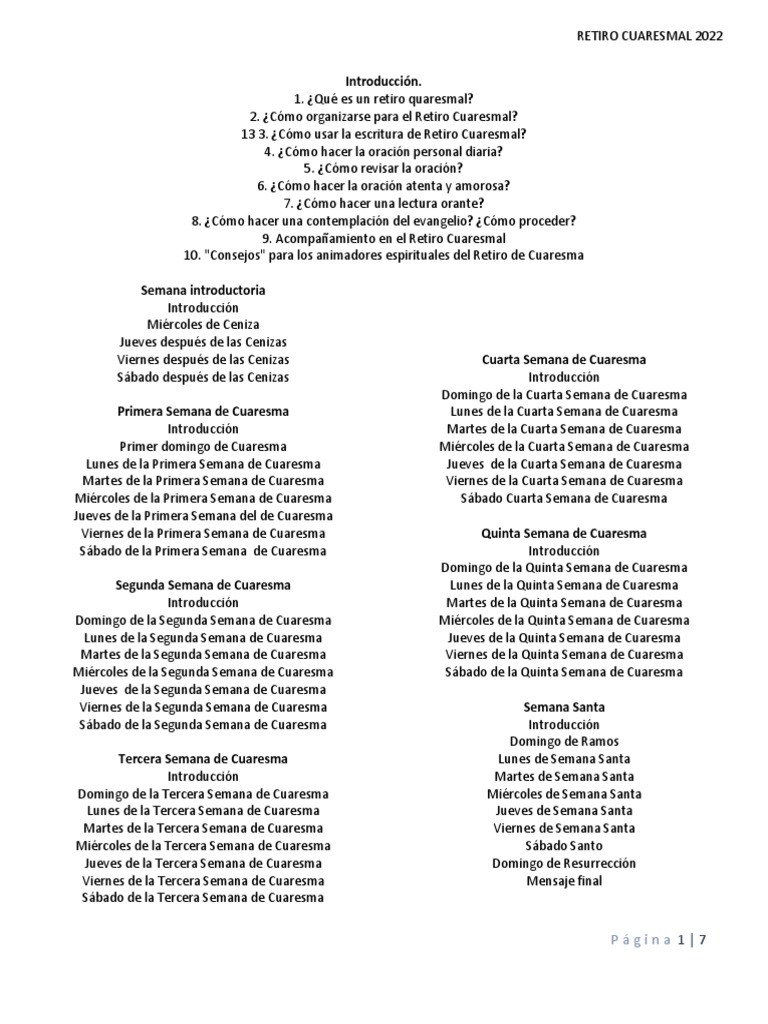 Retiro Cuaresmal 22 Presentación | PDF | Prestado | Oración