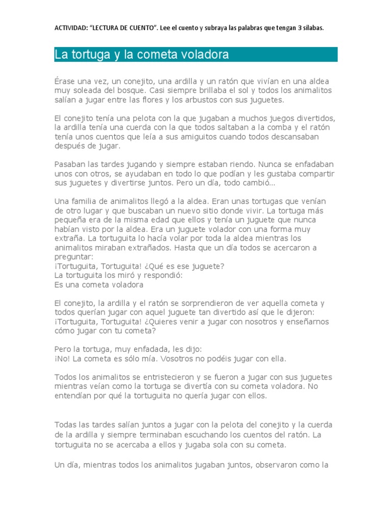 Cuento de 3 Sílabas | PDF | Arte