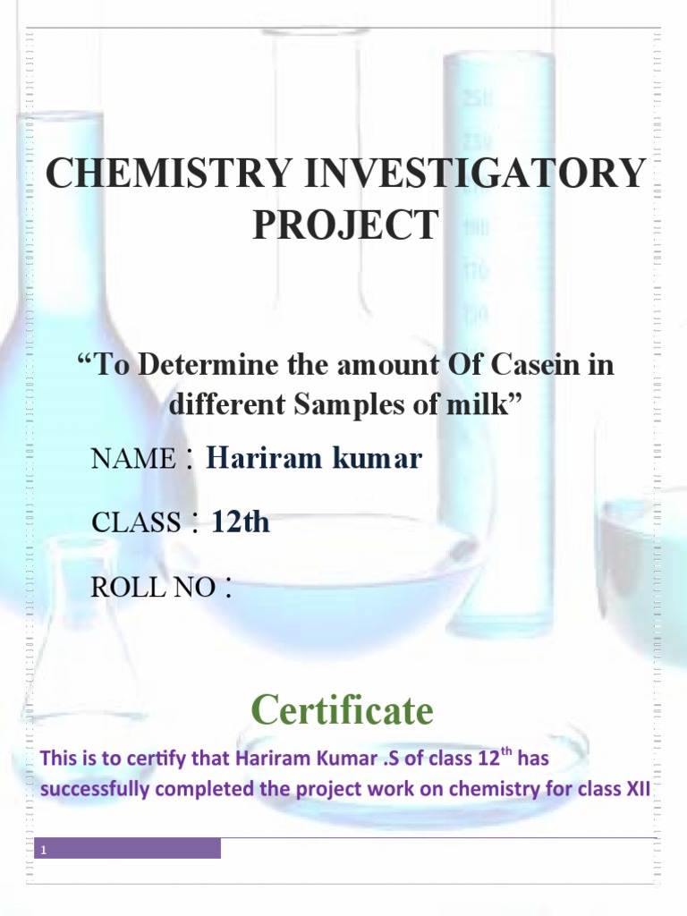 Chemistry Investigatory Project: Certificate | PDF | Chemistry