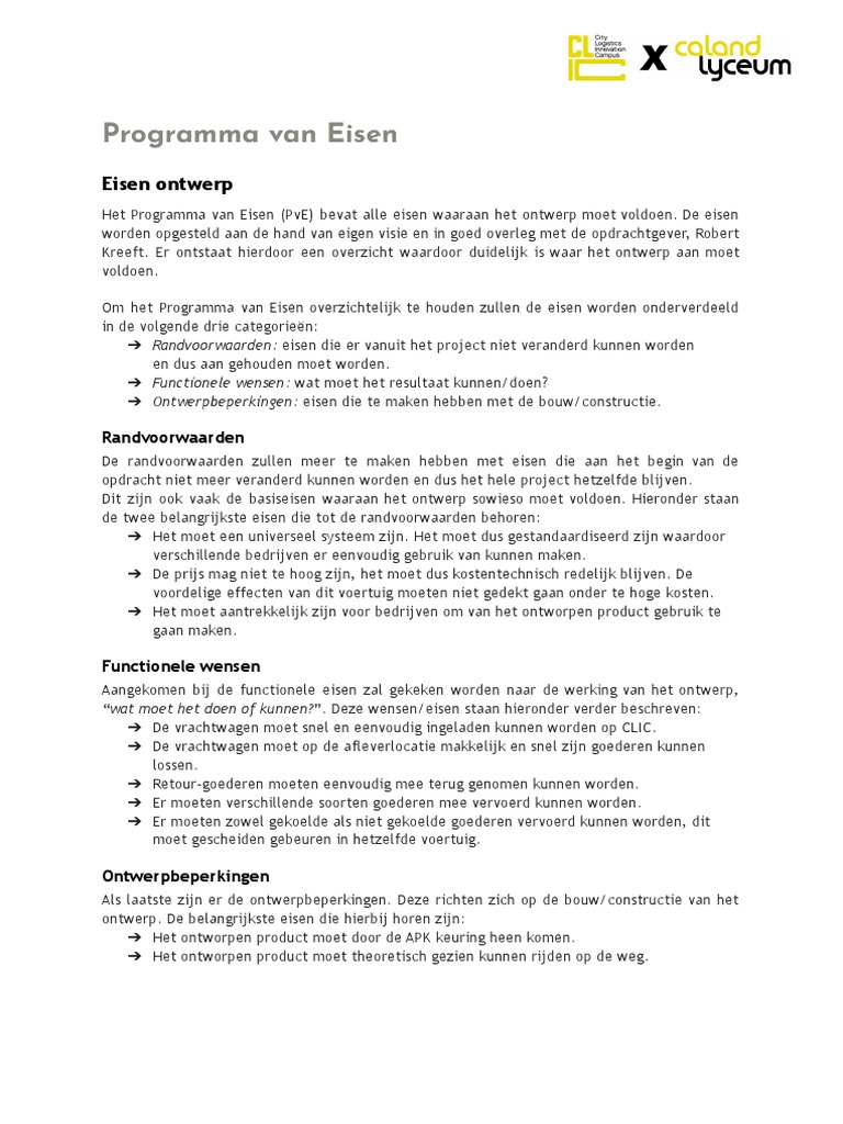 Programma Van Eisen Pve | PDF