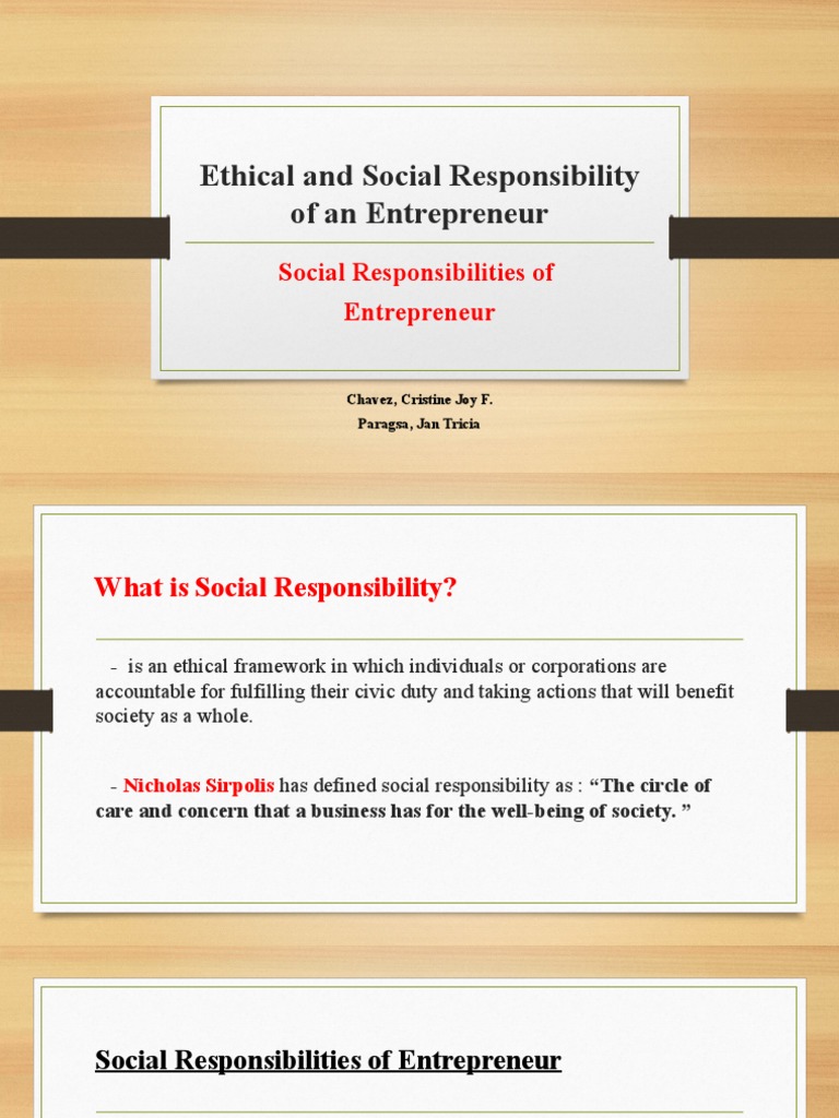 Ethical and Social Responsibility of An Entrepreneur | PDF | Employment ...