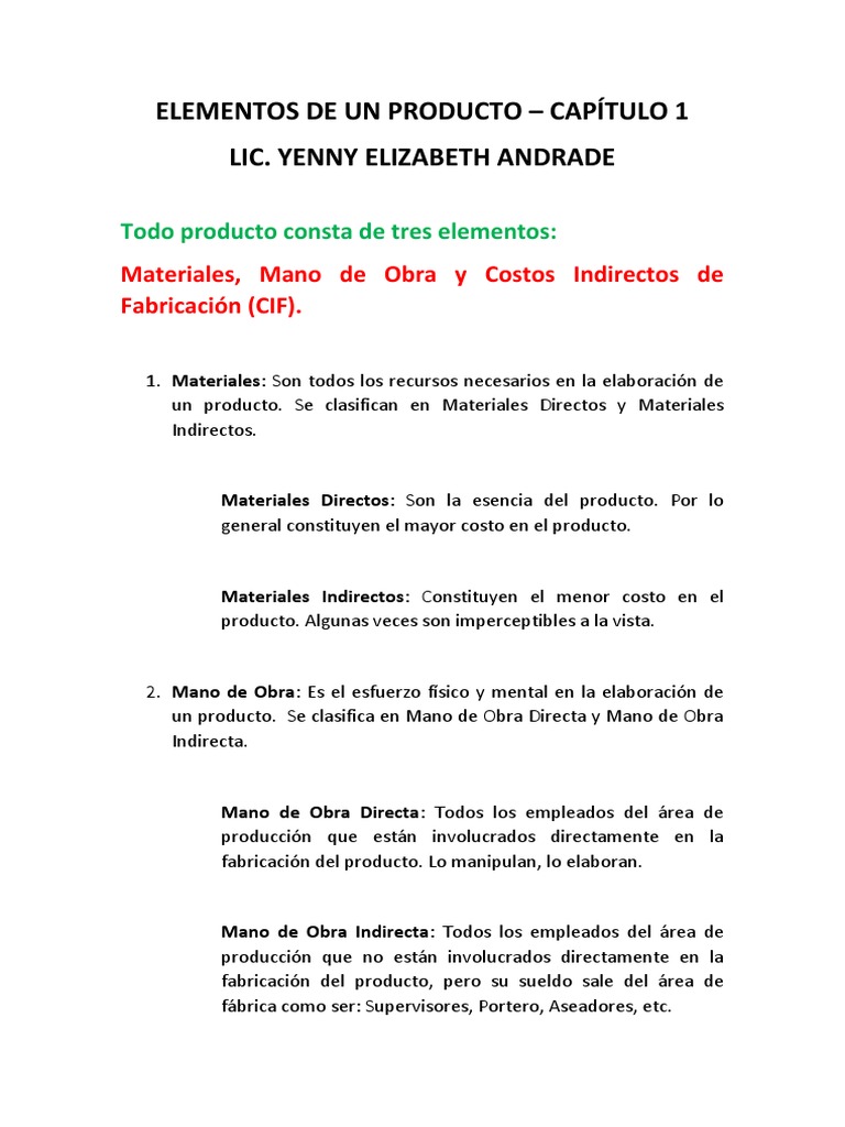 Elementos De Un Producto Capítulo 1 Semana 1 Pdf Negocios 7959