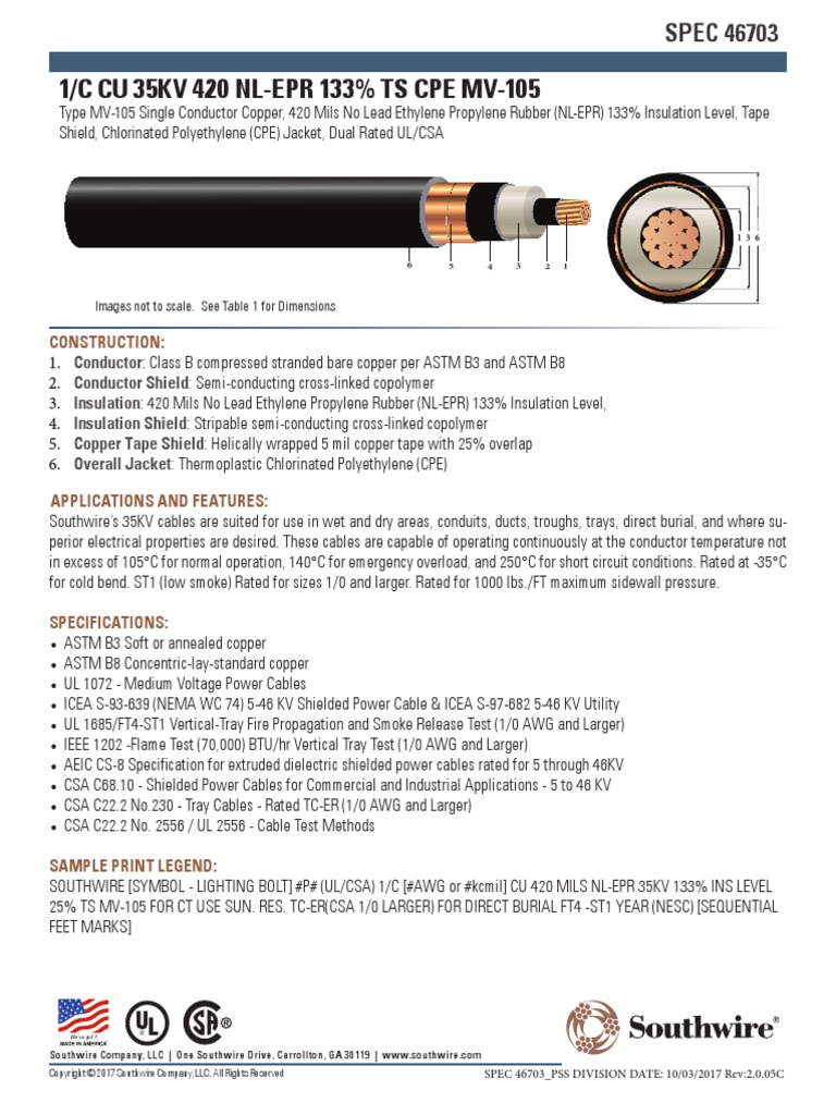 1-C CU 35kV 420 NLEPR 133 Percent CPE MV-105.spec | PDF | Insulator ...