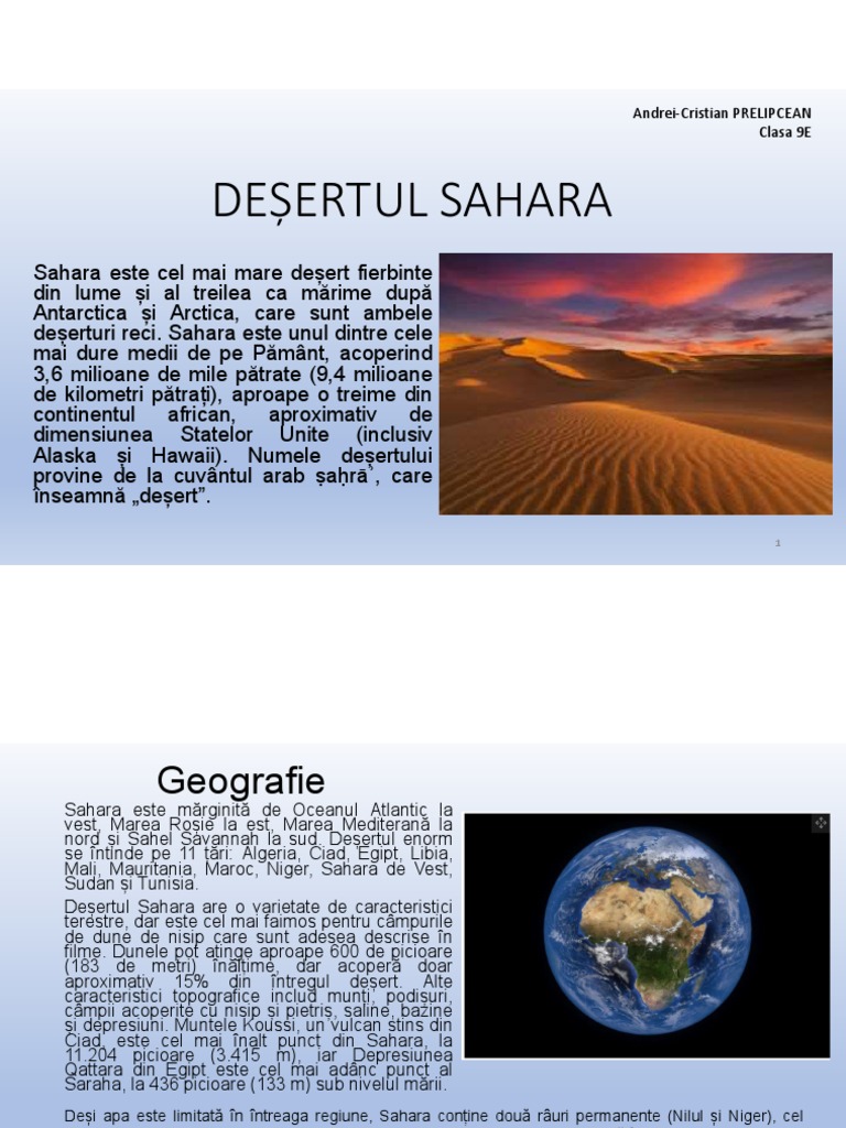 Geografie - Desertul Sahara | PDF
