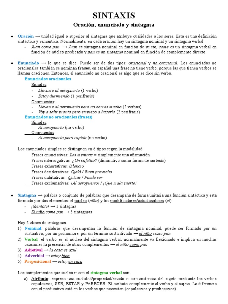 SINTAXIS | PDF | Verbo | Objeto (gramática)