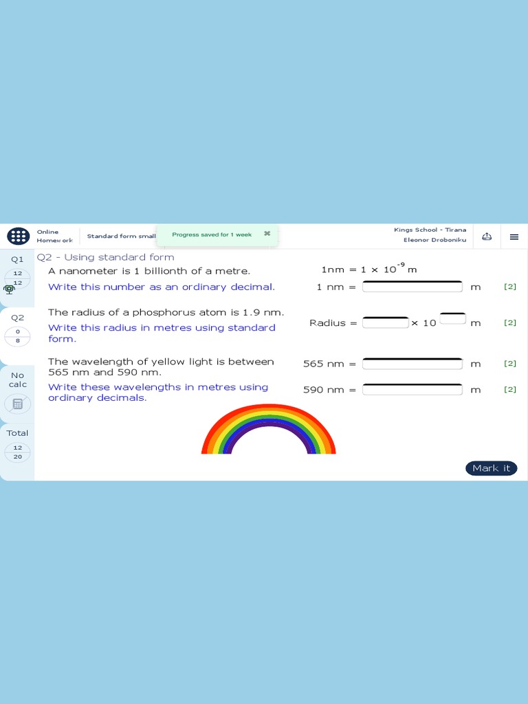 MyiMaths Homework - Standard Form Small | PDF