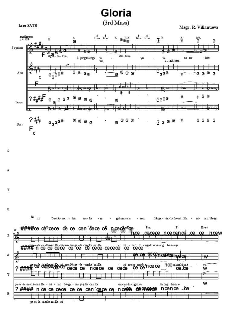 Gloria3rd Mass With Chords and Lyrics | PDF | Musical Techniques ...