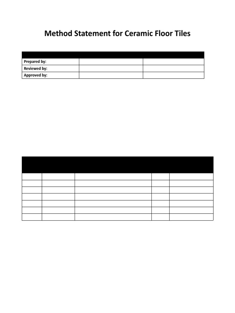 Method Statement For Ceramic Floor Tile | PDF