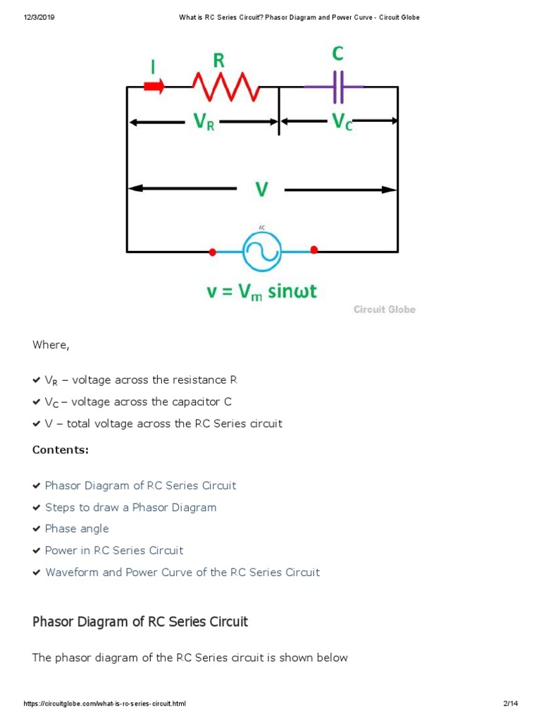 What Is RC Series Circuit - Phasor Diagram and Power Curve - Circuit ...