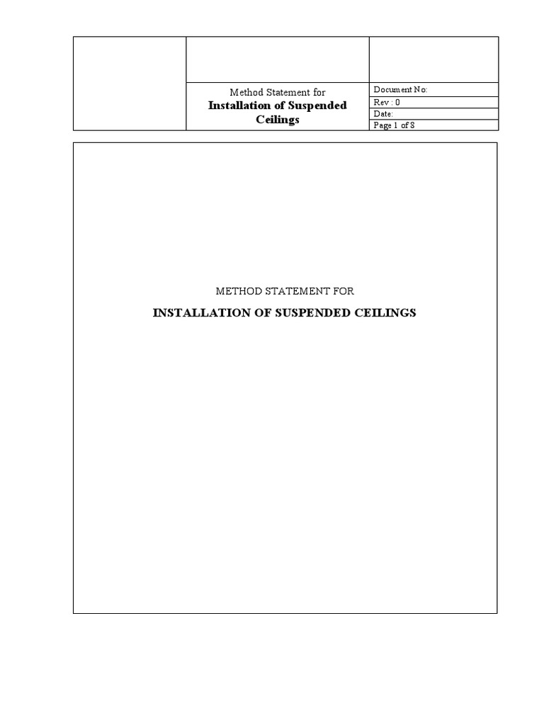 Method Statement For Installation of Suspended Ceilings | PDF | Drywall | Specification ...