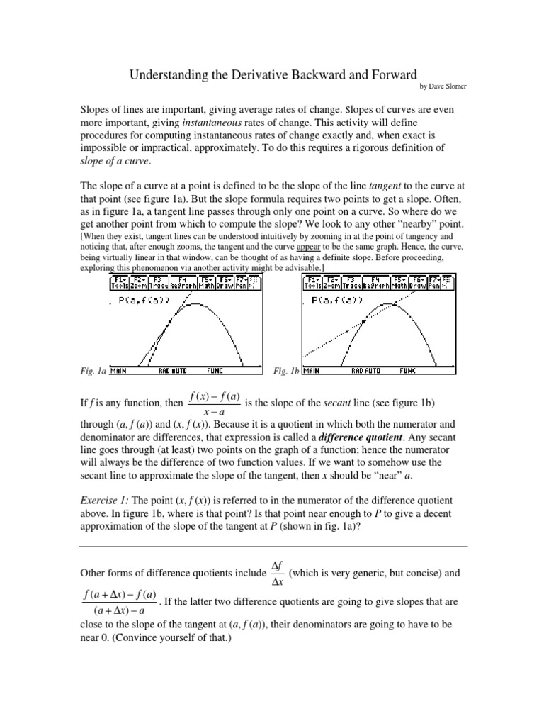 Understanding The Derivative Backward and Forward: Slope of A Curve ...