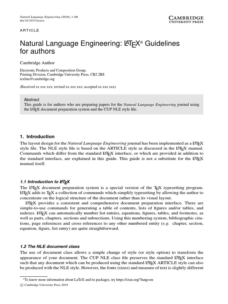 Natural Language Engineering: L TEX Guidelines For Authors: Cambridge ...