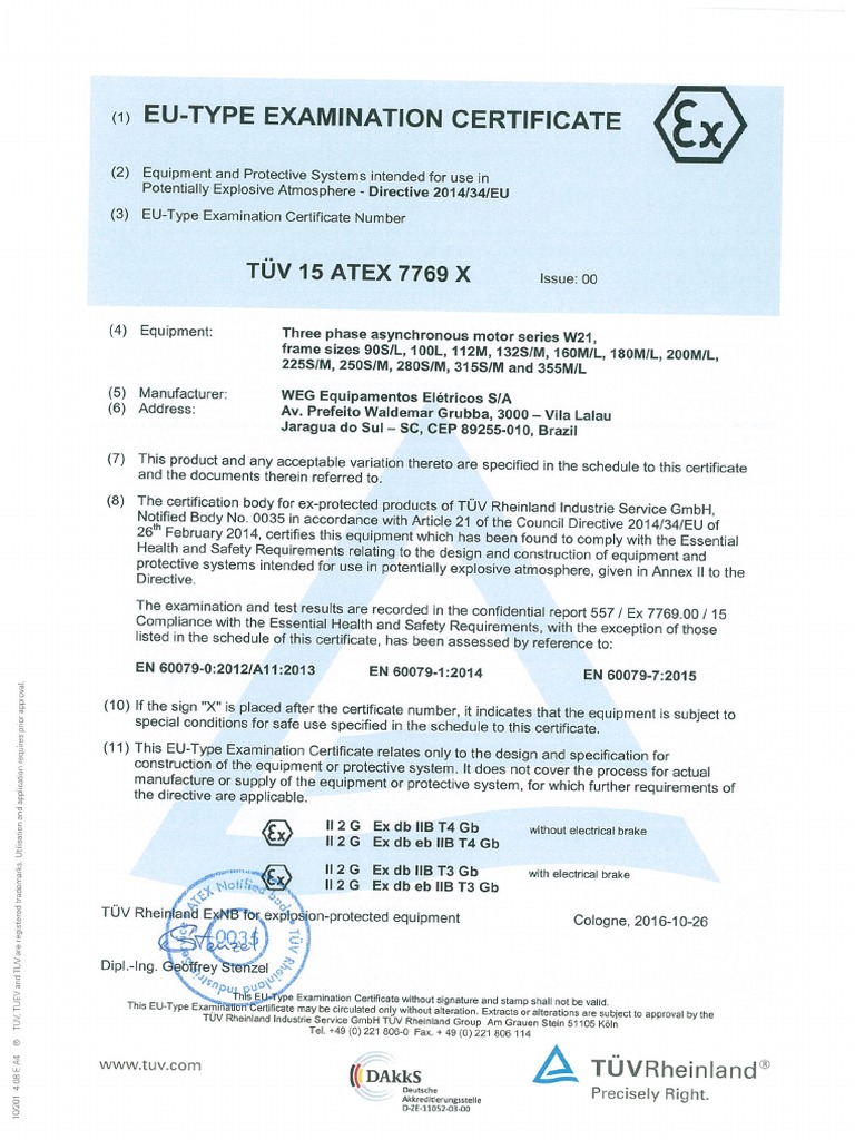 TÜV 15 ATEX 7769X - W21 Ex-D IIB | PDF