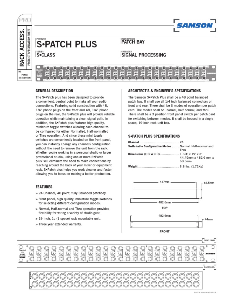 Samson S Patch Plus | PDF | Electrical Connector | Computer Hardware