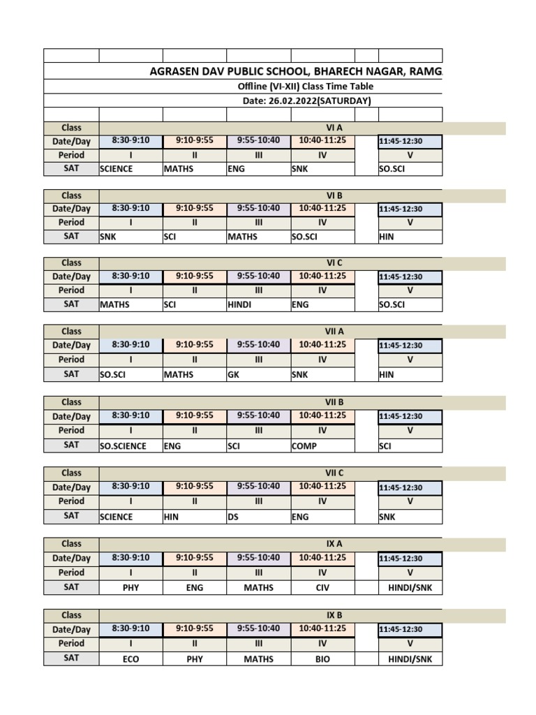 Agrasen Dav Public School, Bharech Nagar, Ramgarh: Offline (VI-XII ...