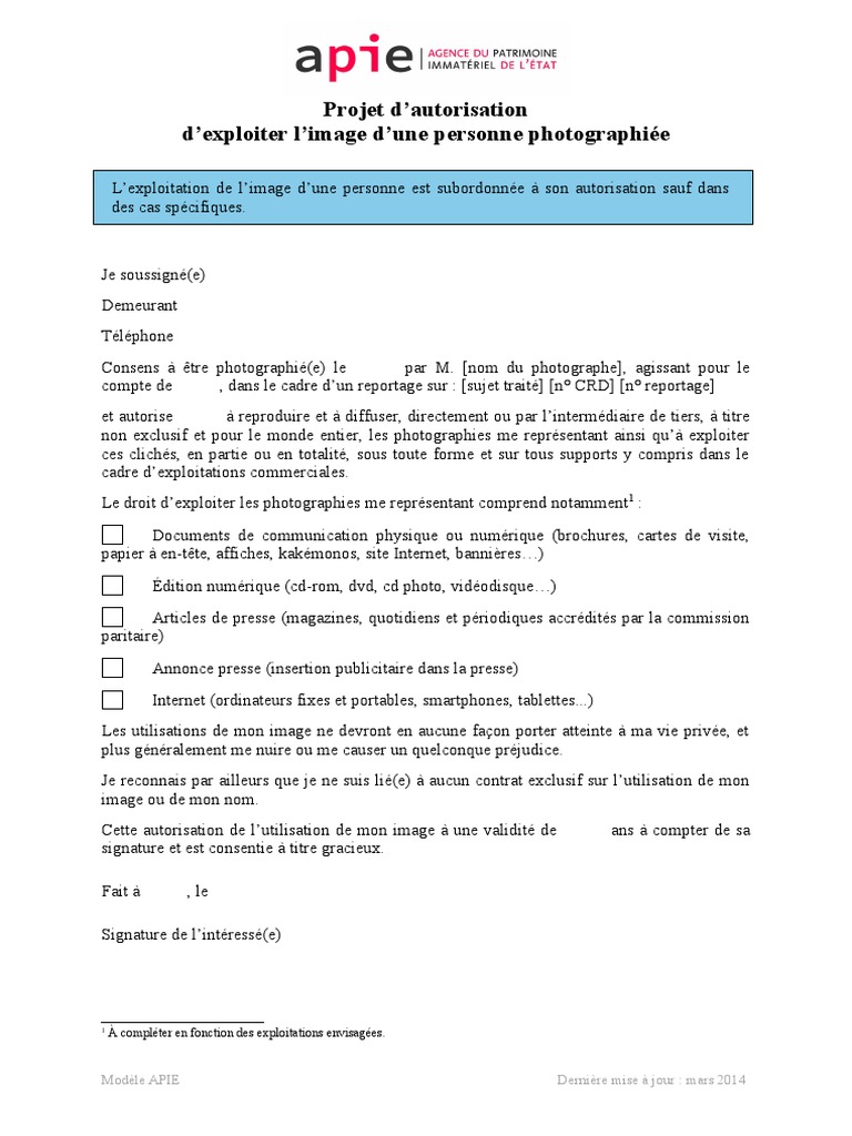 Autorisation Exploiter Image Personne | PDF | Sciences sociales