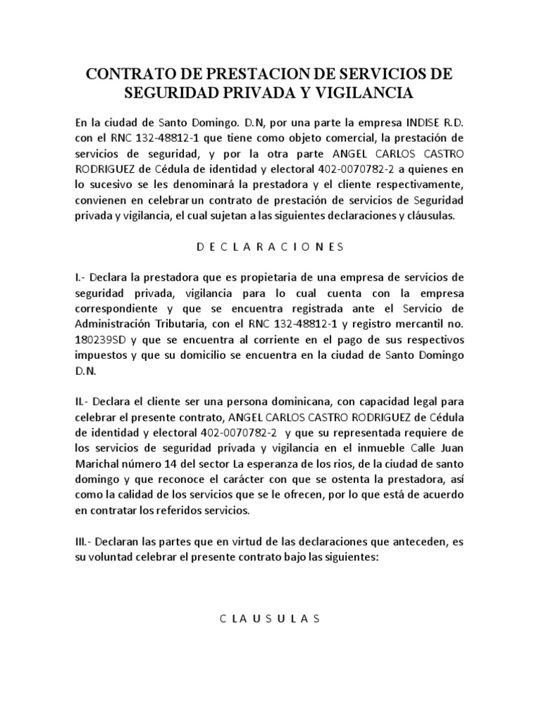 Contrato de Seguridad | PDF