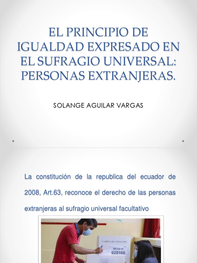 El Principio de Igualdad Expresado en El Sufragio | PDF