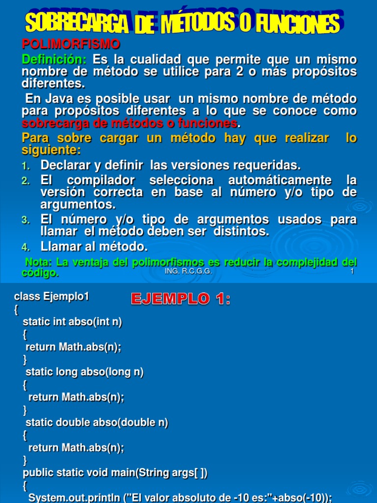 Clase22 A Polimorfismo Sobrecarga de Funciones | PDF | Java (lenguaje de programación ...