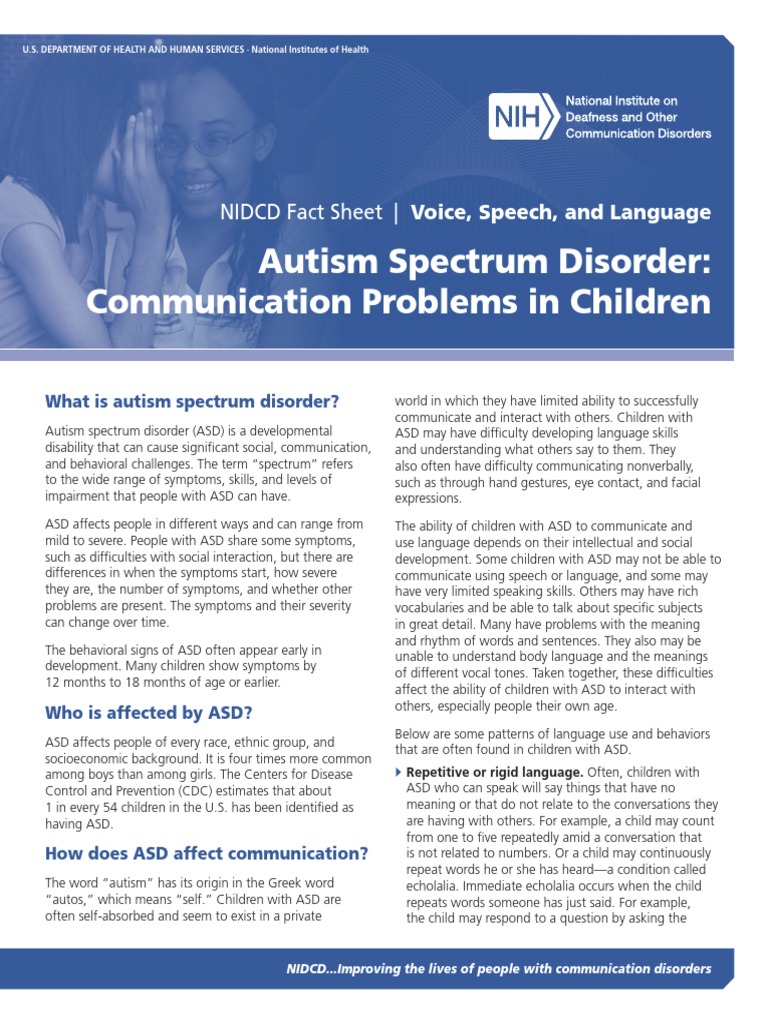 Autism Spectrum Disorder: Communication Problems in Children | PDF ...