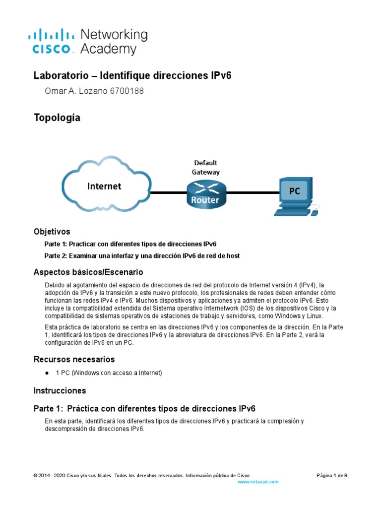 12.7.4 Lab - Identify IPv6 Addresses | PDF | Yo Pv6 | Protocolos de internet