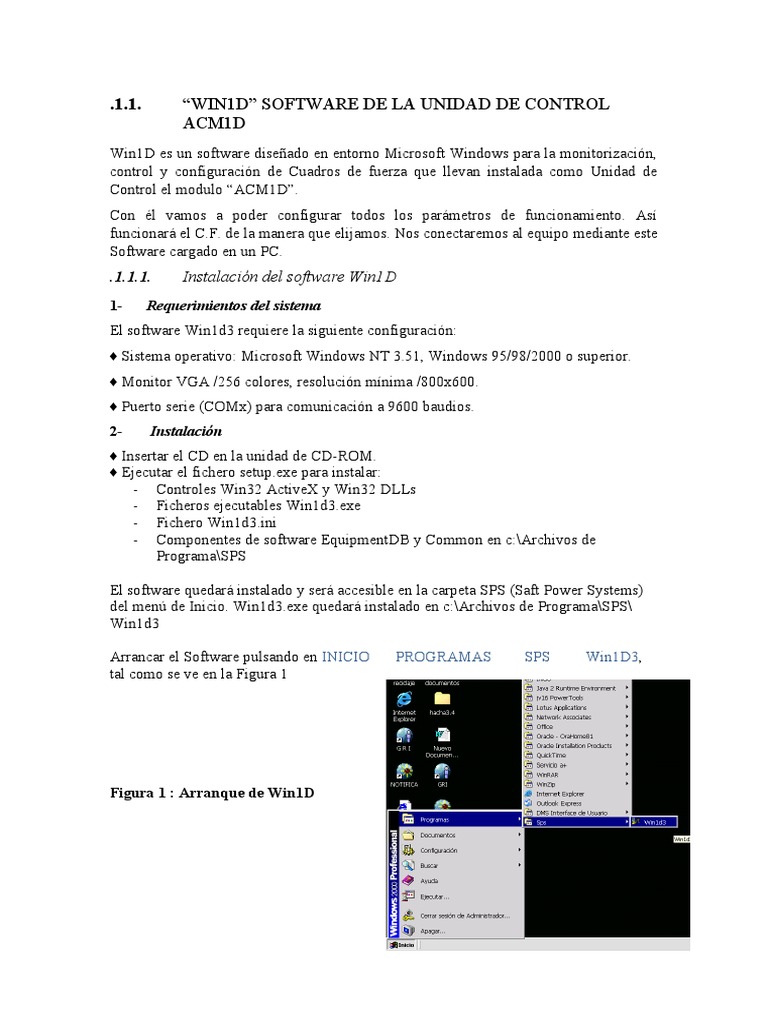 WIN1D SOFTWARE de La UNIDAD de CONTROL ACM1D | PDF | Contraseña ...