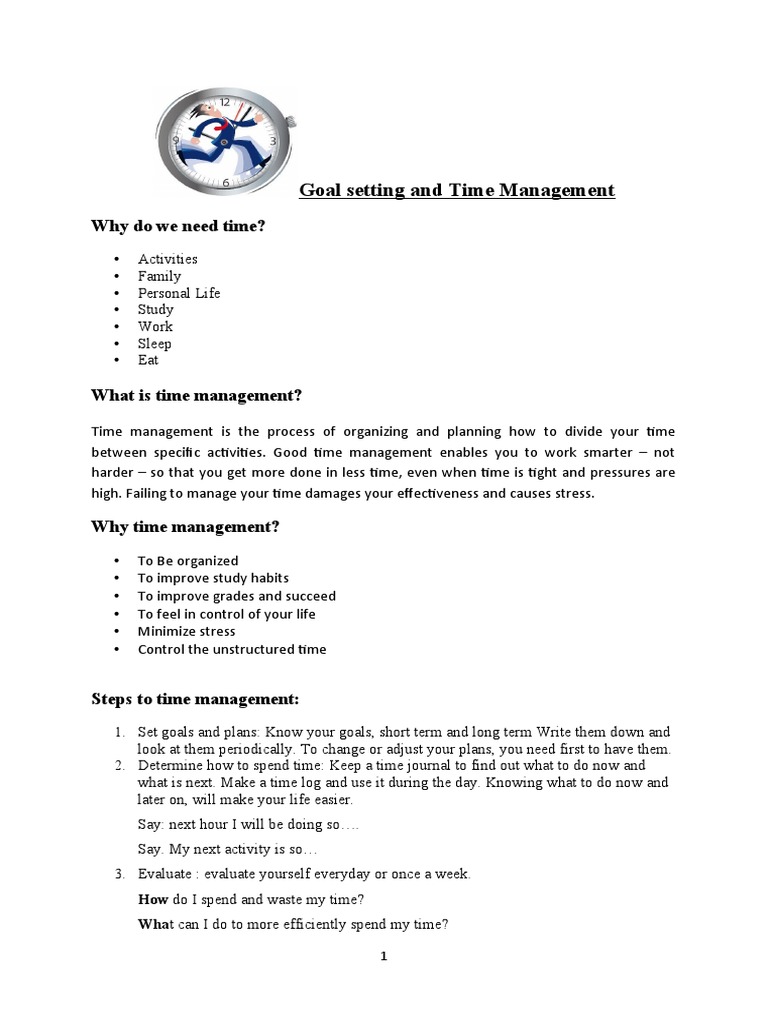 Goal Setting and Time Management | PDF | Professional Skills | Time ...