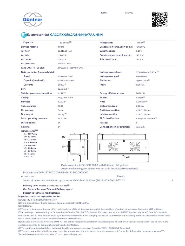 Evaporator (DX) : GACC RX 050.2/2SN/HNA7A.UNNN | PDF | Pressure | Continuum Mechanics