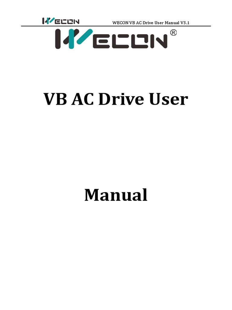 WECON VB Series AC Drive User Manual (V1.10) | PDF