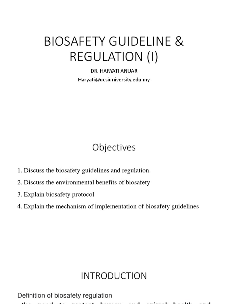 Biosafety Guidelines and Regulations in India | PDF | Life Sciences ...
