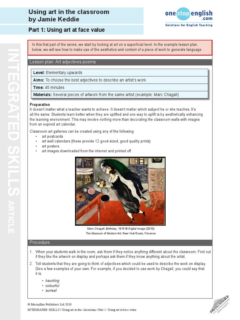 Using Art in The Classroom by Jamie Keddie | PDF | Lesson Plan | Classroom