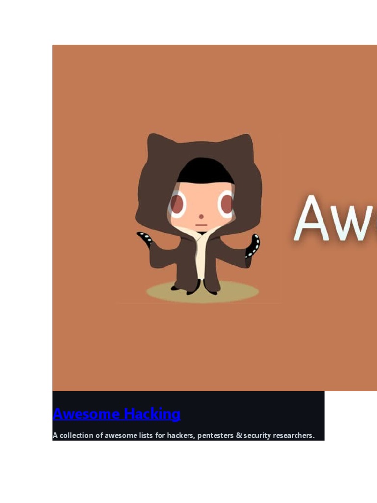 Awesome Hacking: A Collection of Awesome Lists For Hackers, Pentesters ...