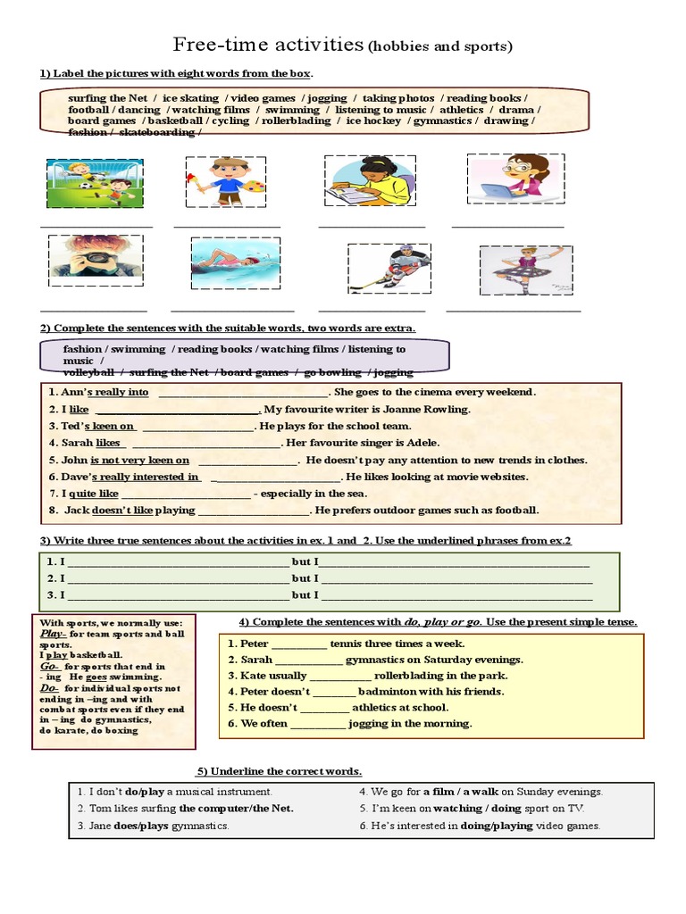 Free-Time Activities: Hobbies & Sports Guide | PDF | Home & Garden