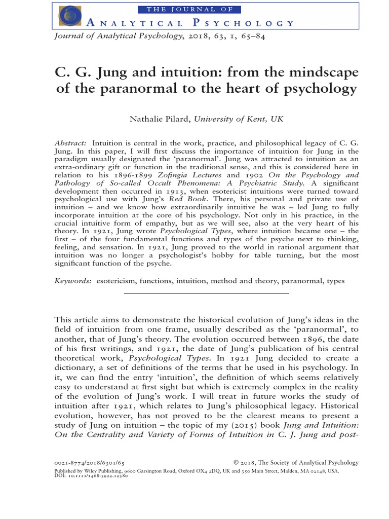 C. G. Jung and Intuition: From The Mindscape of The Paranormal To The Heart of Psychology | PDF ...