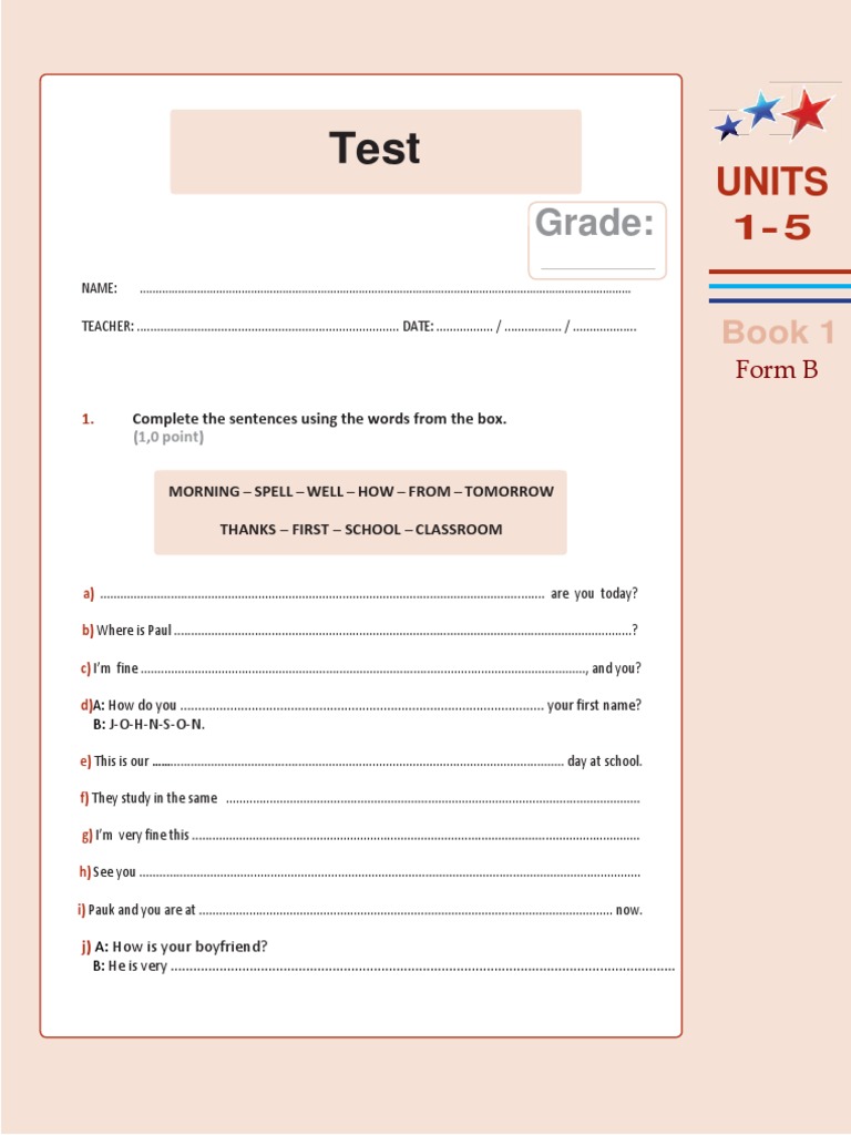NewFast - English - Book - 1 - New - Tests - Unlocked Form B-Revisado ...