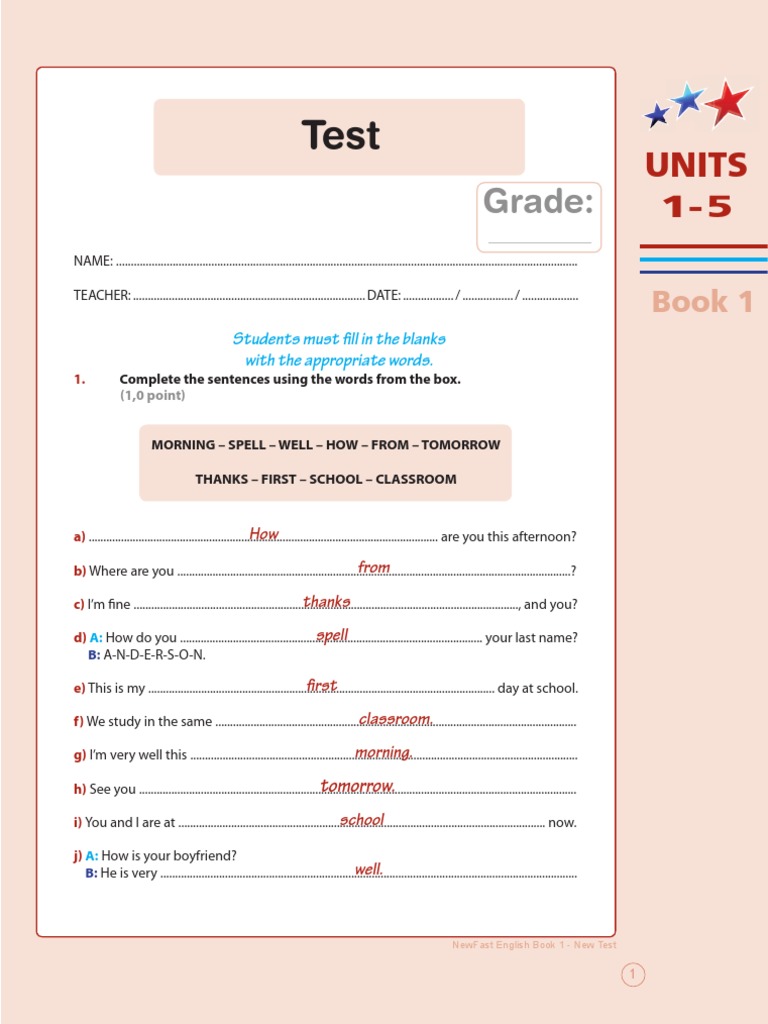 NewFast English Book 1 New Tests Teacher Guide Unlocked | PDF | English ...