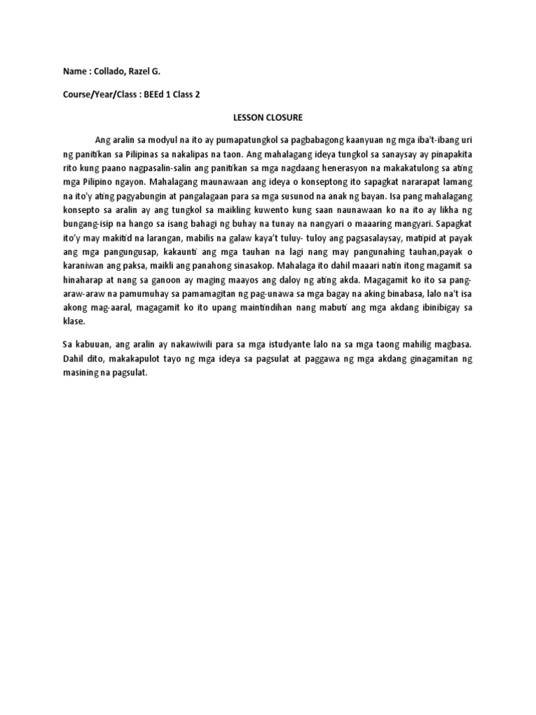 Lesson Closure | PDF