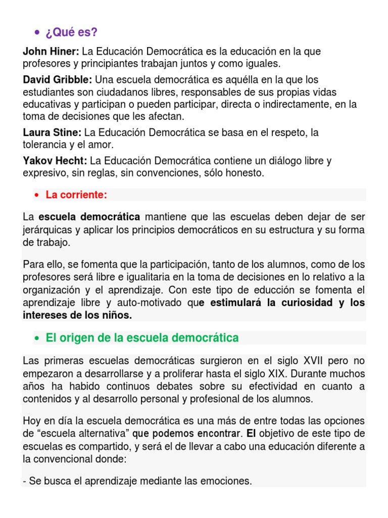 Educación Democrática: Principios y Beneficios | PDF | Democracia ...