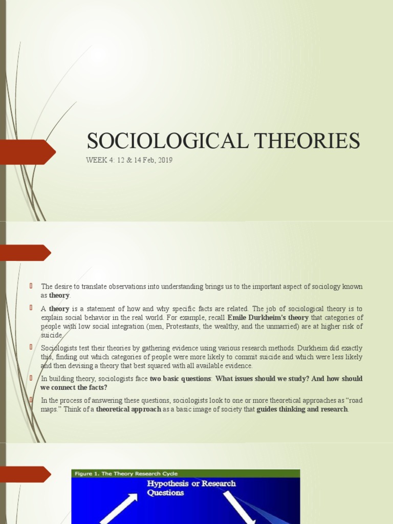 Week 4 Theoretical Approaches | PDF | Sociology | Theory