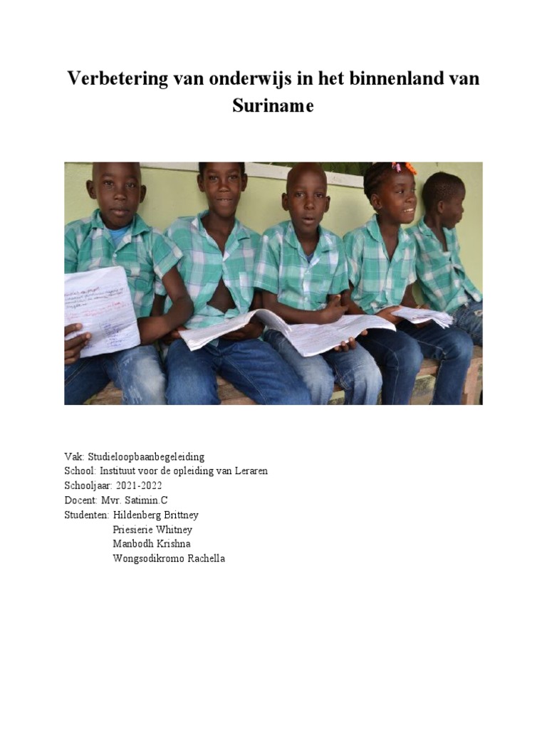 Verbetering Van Onderwijs in Het Binnenland Van Suriname | PDF